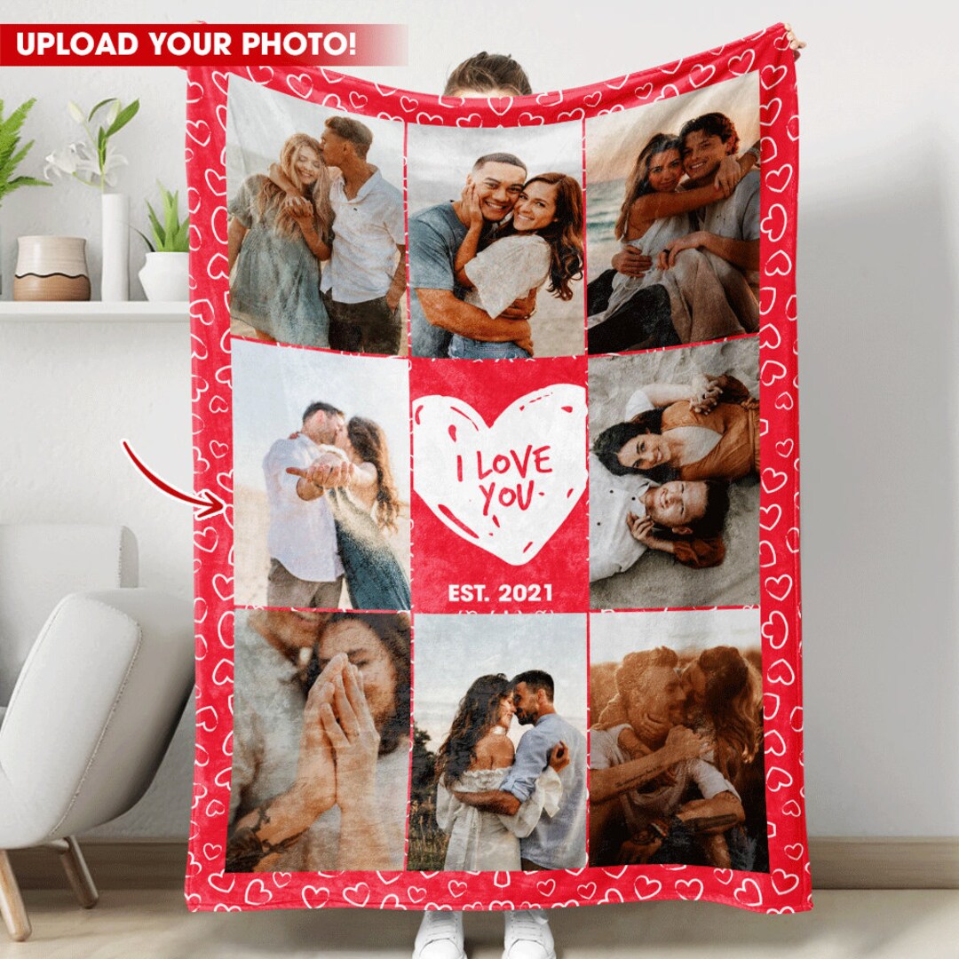 Love You Custom Couple Sherpa Fleece Blanket, Customized Blanket Couple ...