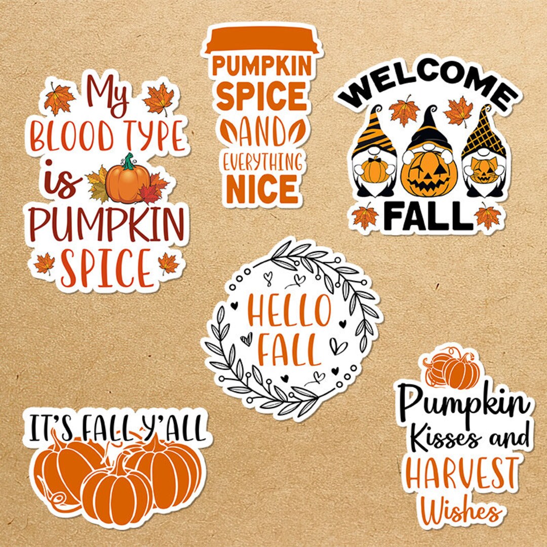 Fall Pumpkin Sticker Bundle, Sticker PNG Bundle, Printable Stickers ...