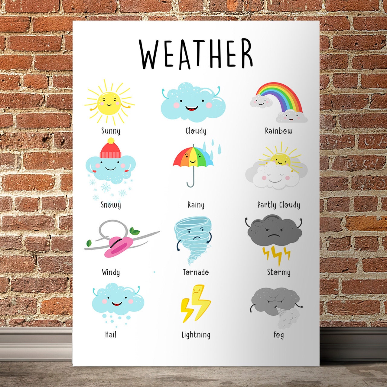 Kids Weather Canvas, Educational Kids Wall Decor, Montessori Nursery ...