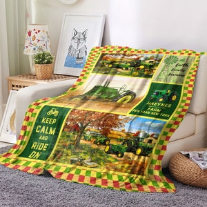 Green Tractor Custom Blanket, Blanket for Farmer, Faith Family Farming ...