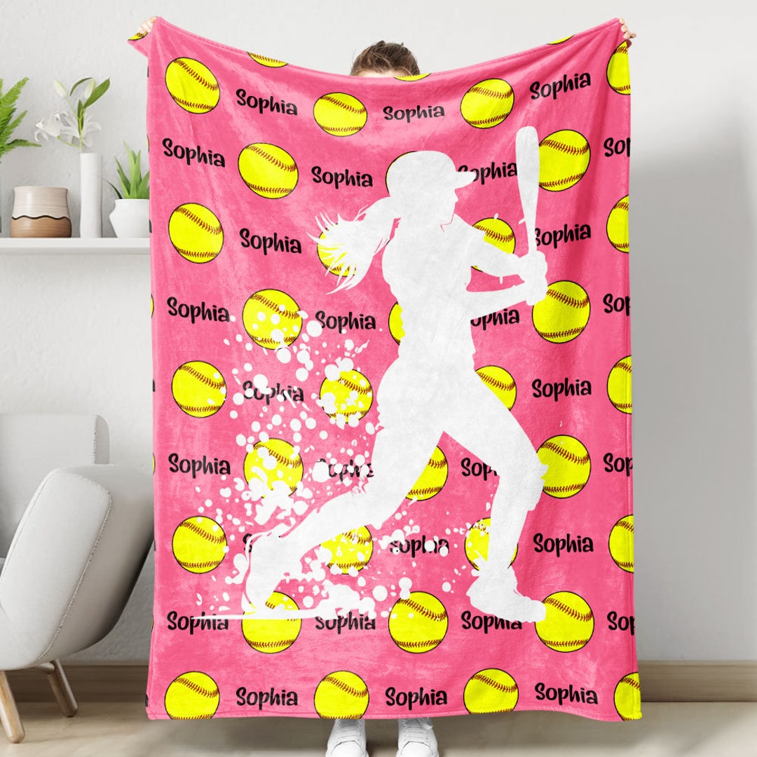 Personalized Softball Blanket for Daughter or Grandkids, Custom Girls ...