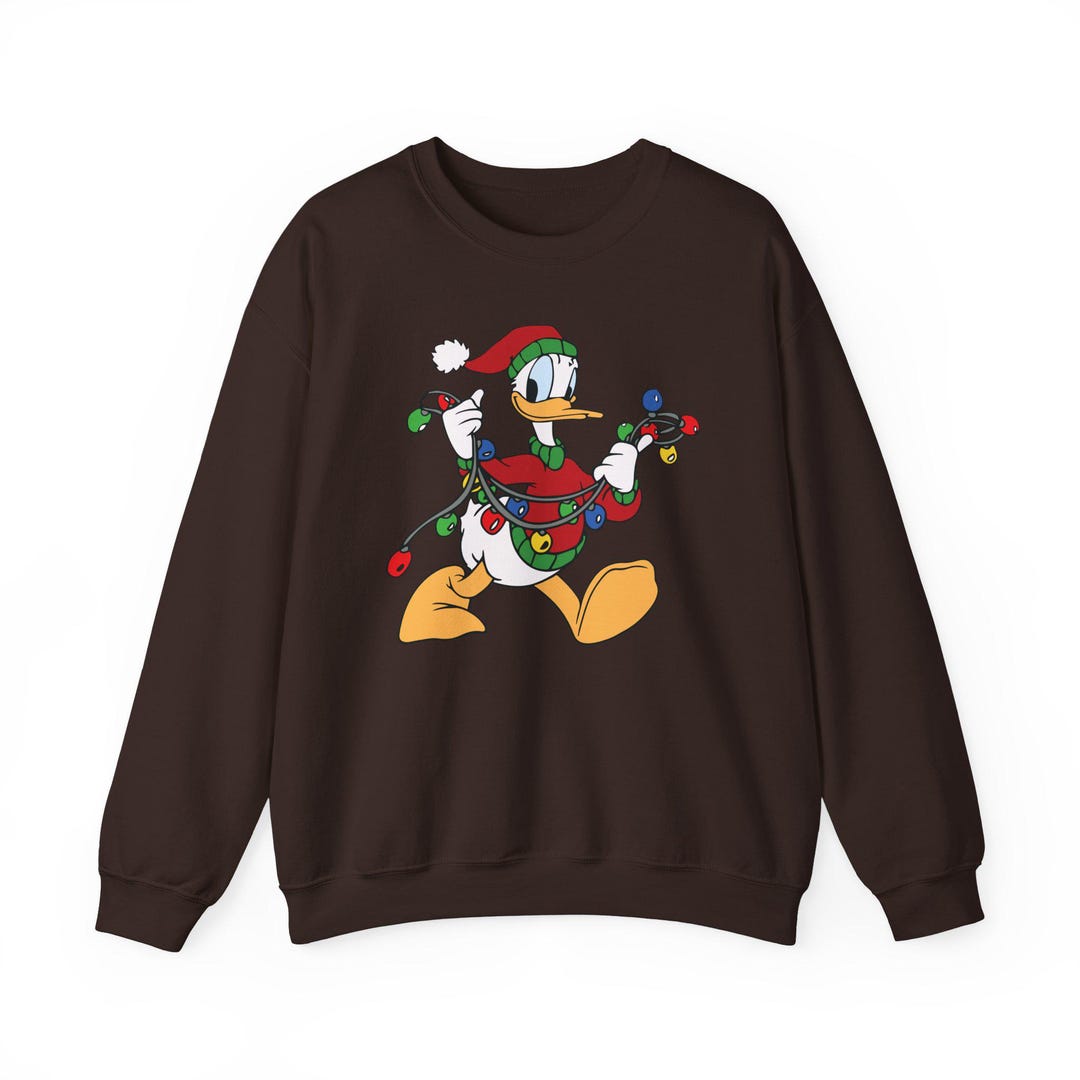 Donald Duck Ready to Decorate With Christmas Lights Sweatshirt, Festive ...