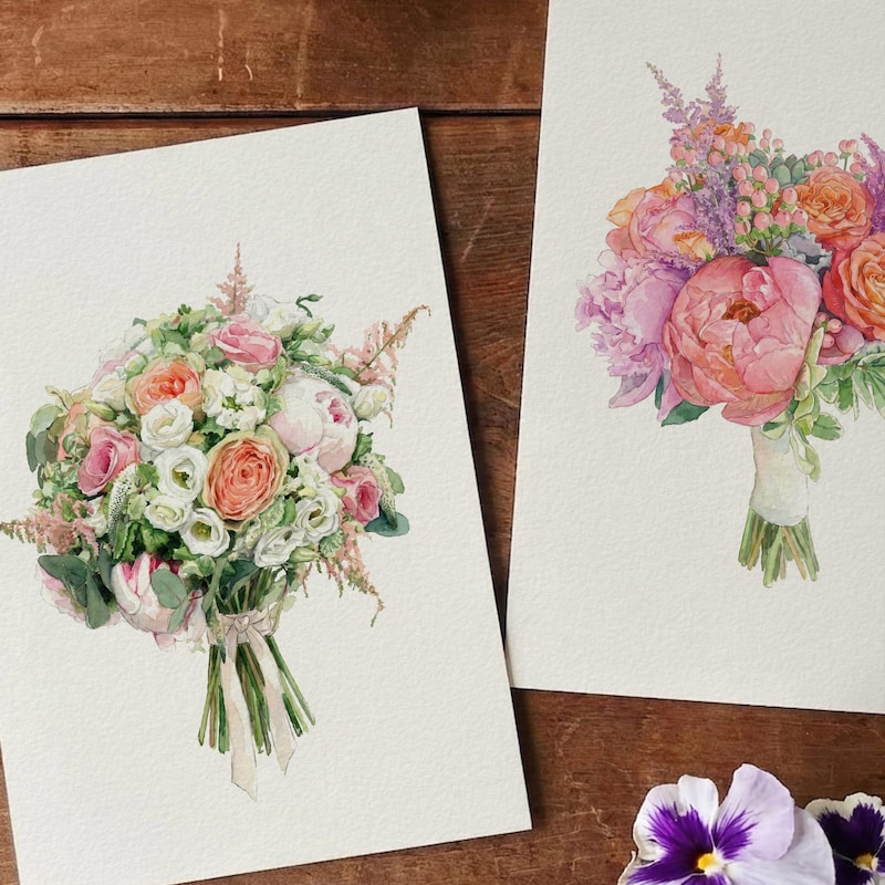 Bridal Bouquets Paintings - Etsy