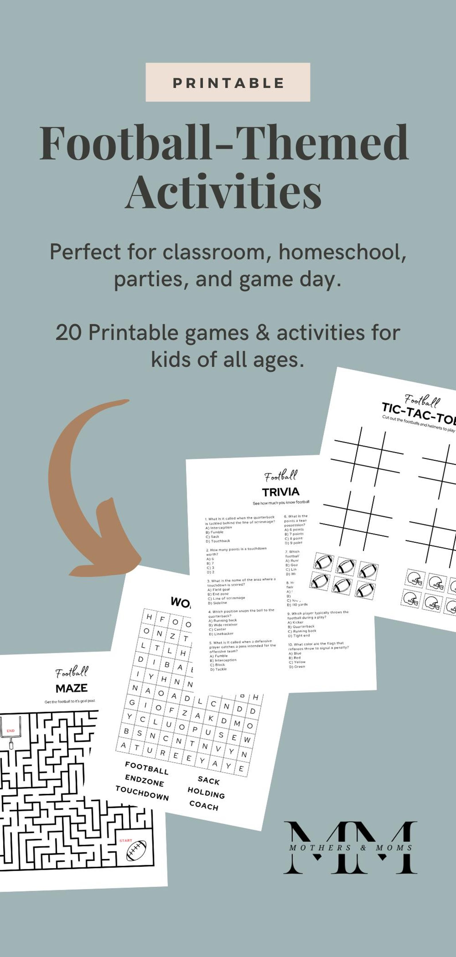 Football Busy Book for Kids Football Game Fun Activities Kid Printable ...