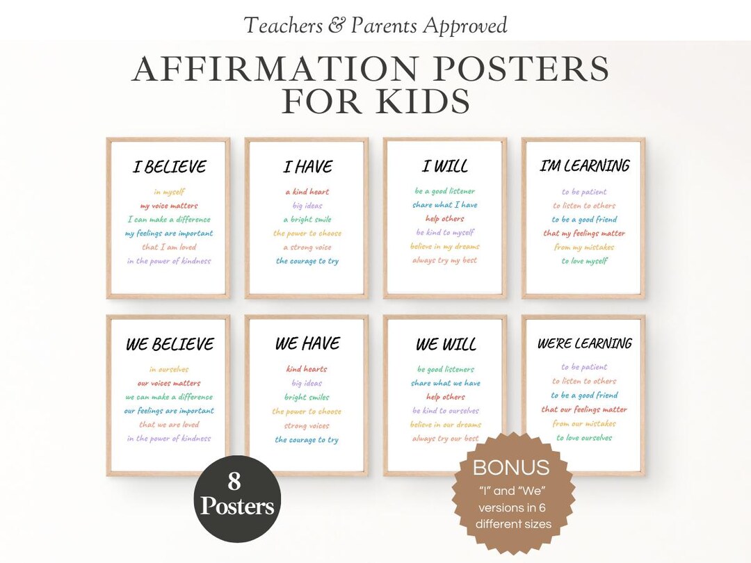 Affirmation Posters for Kids: Classroom Decor (digital Download) - Etsy