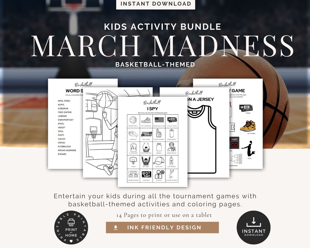 March Madness Activity Bundle for Kids College Basketball Games for ...