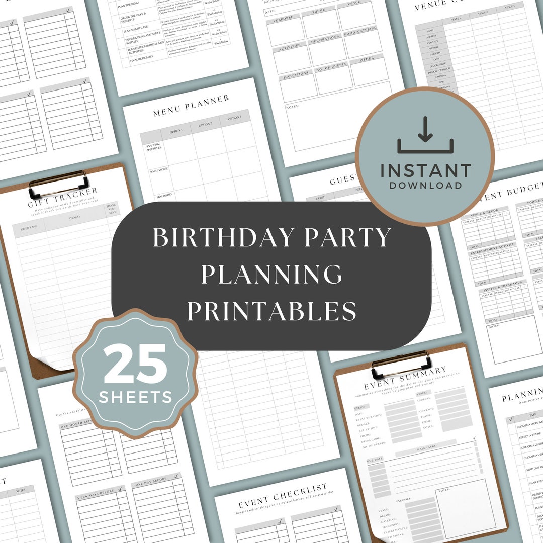 Birthday Party Printable Planner for Kid Birthday Event Planner for ...