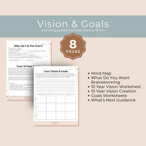 Vision and Goals Workbook Printable for SMART Goal Planning New Year ...