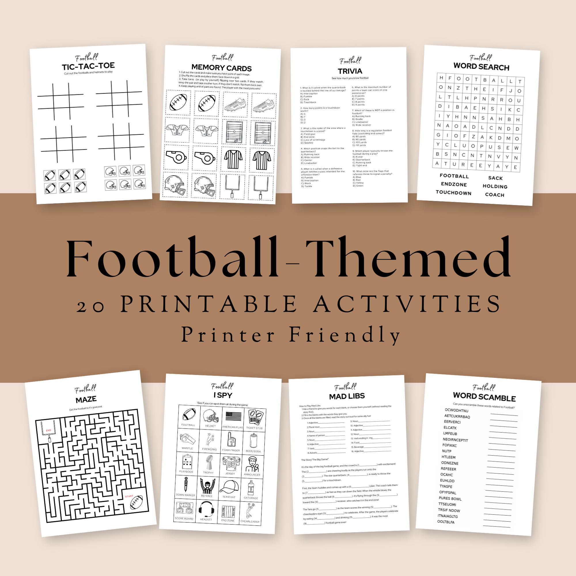 Football Busy Book for Kids Football Game Fun Activities Kid Printable ...