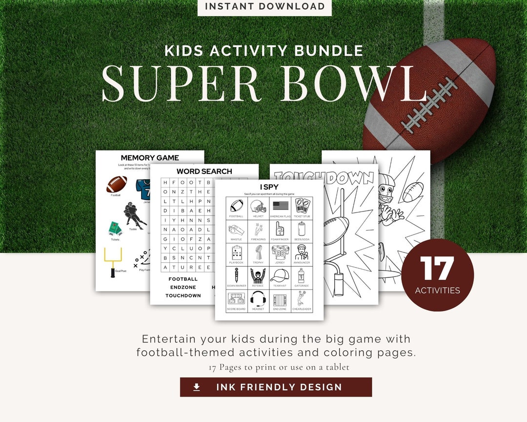 Super Bowl Activity Bundle for Kids During Super Bowl Fun Kid's ...