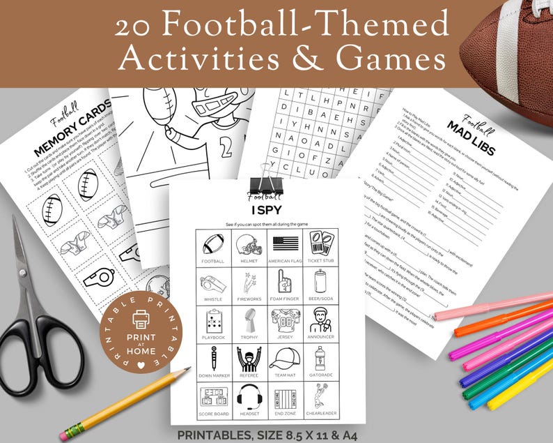 Football Busy Book for Kids Football Game Fun Activities Kid Printable ...