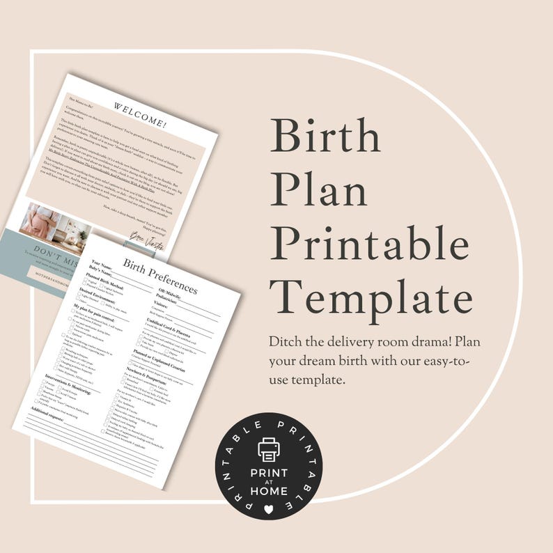 Printable Birth Plan Template: Labor & Delivery Preferences (PDF) - Etsy