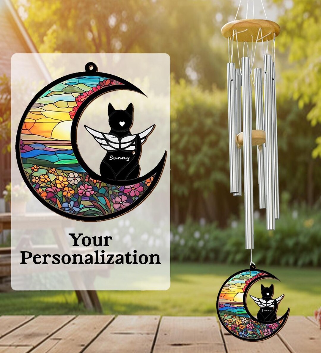 Custom Cat Memorial Wind Chime, Personalized Pet Loss Gift With Name ...