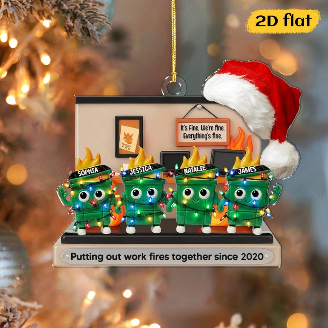 3D Effect Custom Dumpster Fires in Office Scene Ornament, Personalized ...