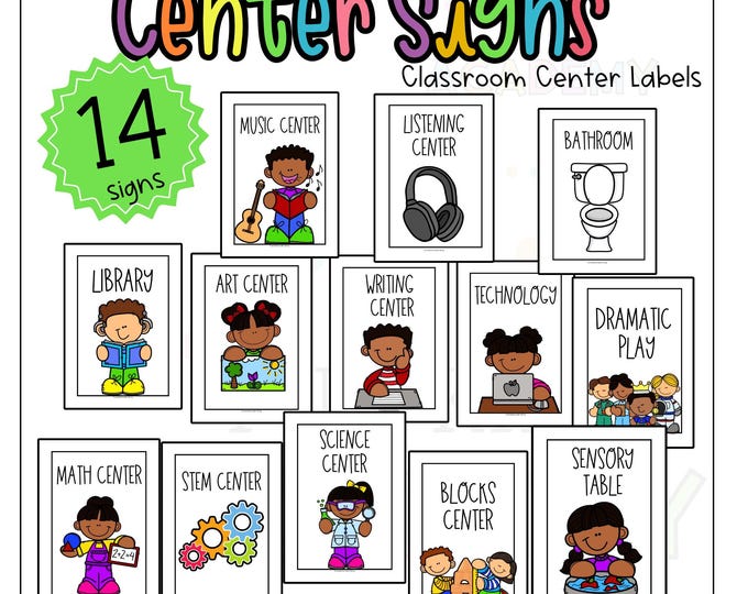 Center Signs Classroom, Classroom Decor, Classroom Signs, Preschool ...