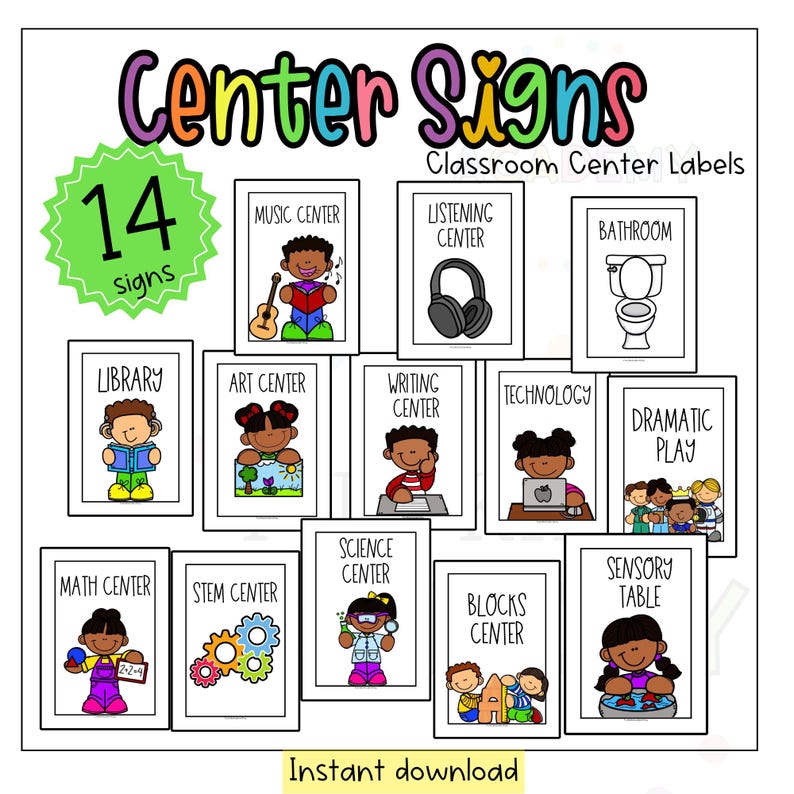 Daycare and Childcare Center Signs, Classroom Center Signs, Signs for ...