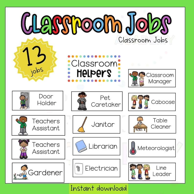 Classroom Jobs for Students, Classroom Decor, Classroom Jobs Chart ...