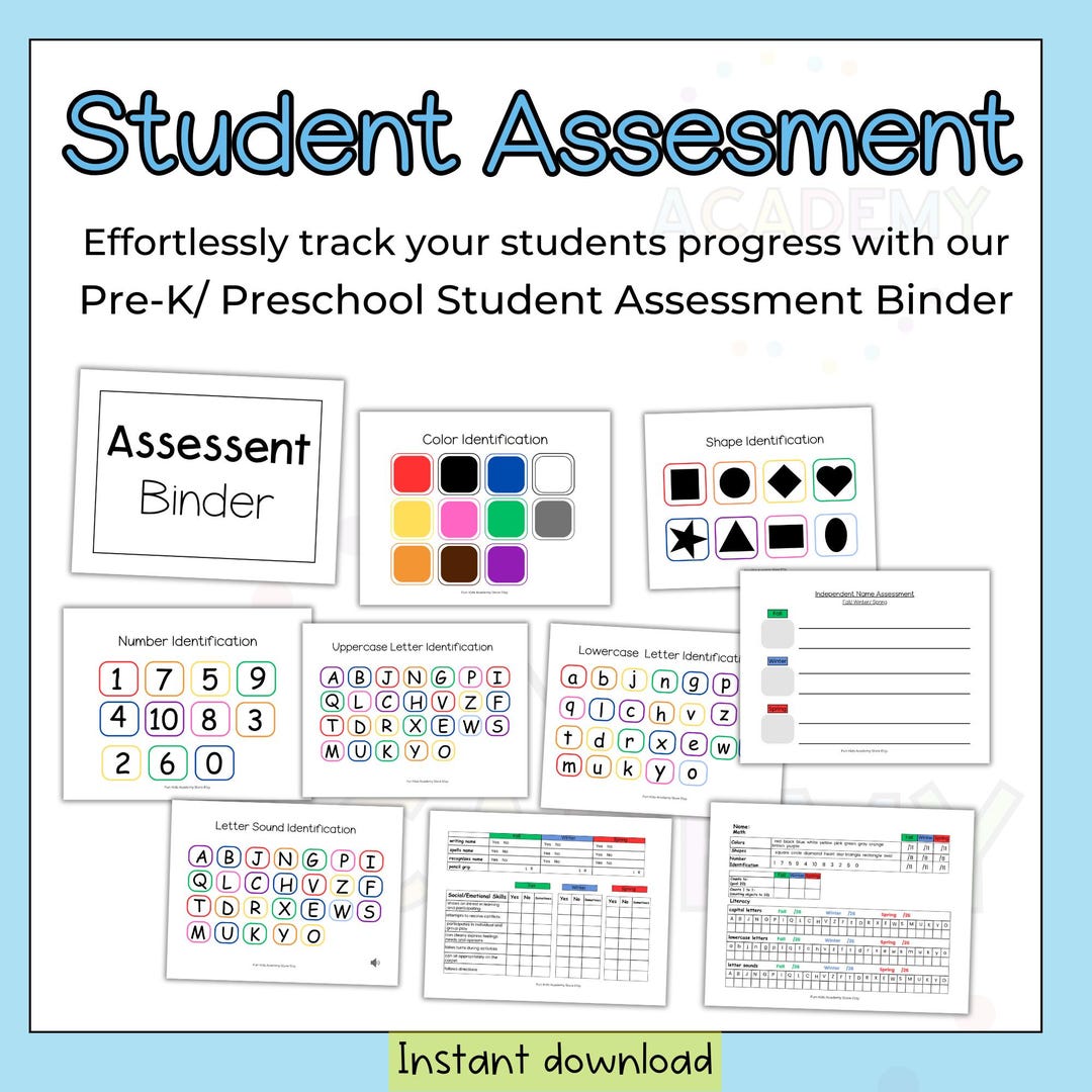 Student Assessment Printable, Preschool Assessment, Pre K Assessment ...