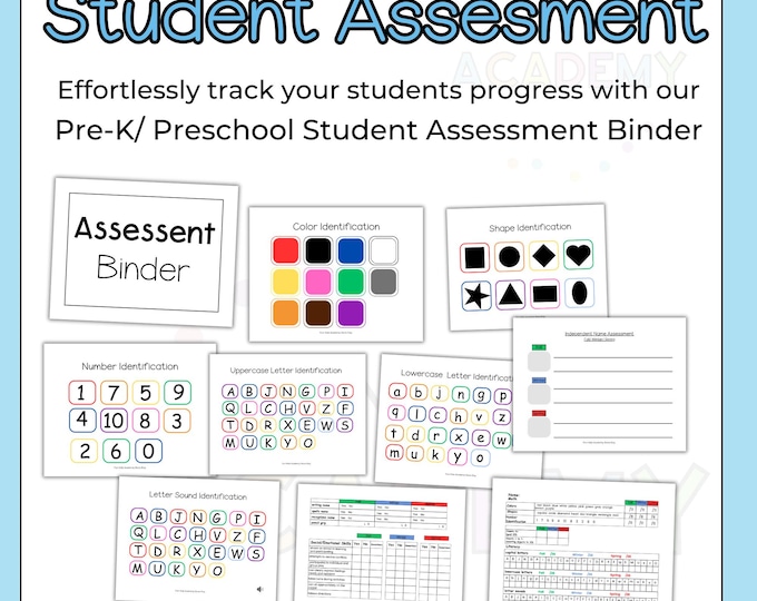 Student Assessment Printable, Preschool Assessment, Pre K Assessment ...
