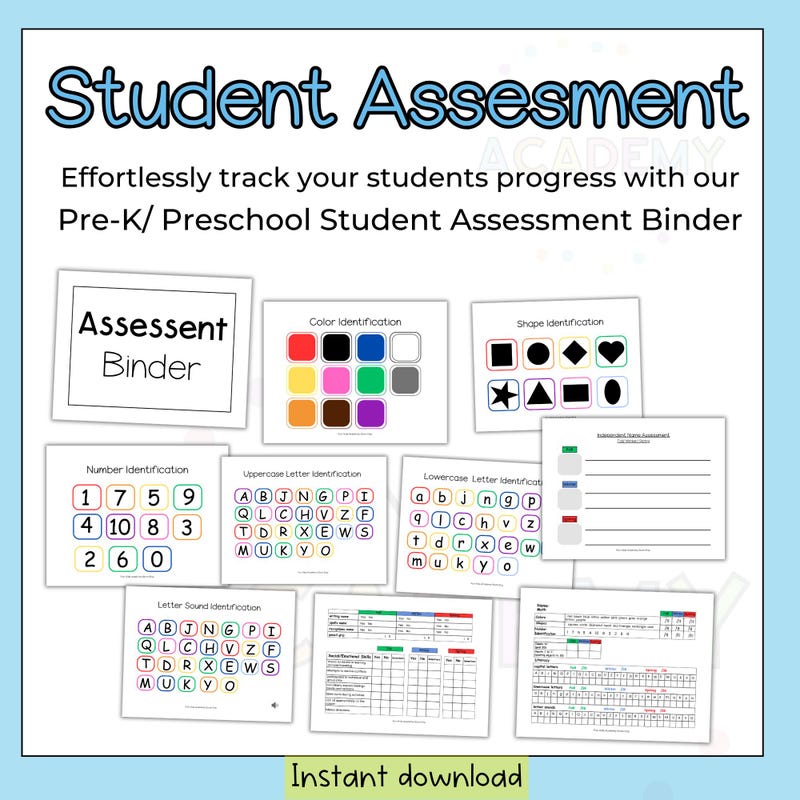 Preschool Assessment - Etsy