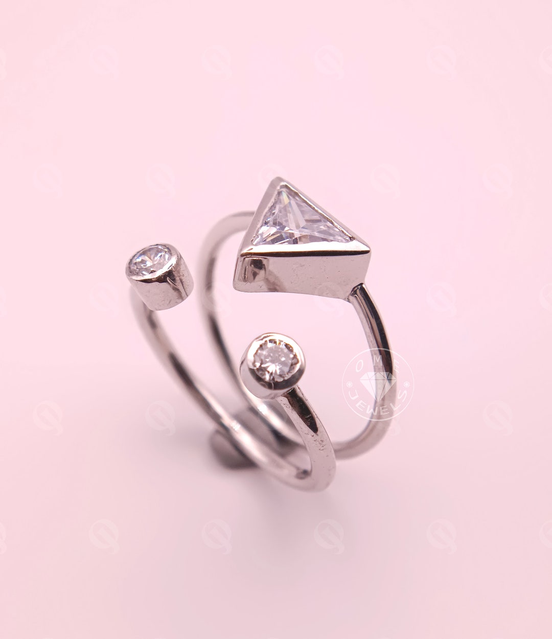 Trillion Engagement Ring Set, Trillion Diamond Bridal Ring Set, Unique ...