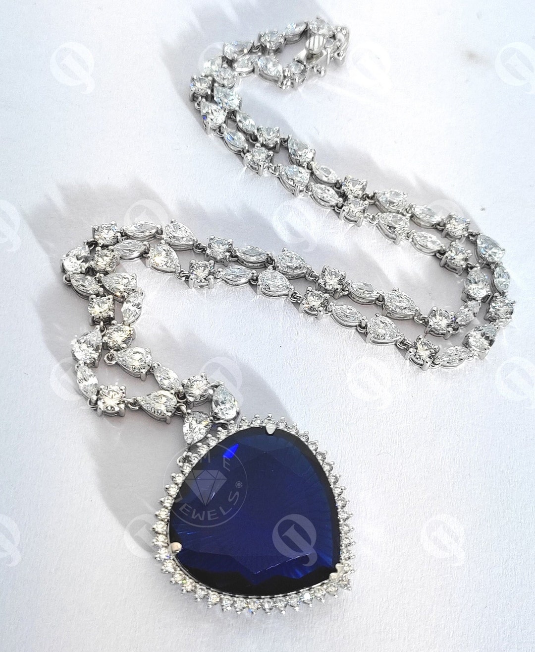 Titanic Necklace, Heart of the Ocean Necklace, Heart Sapphire Necklace ...