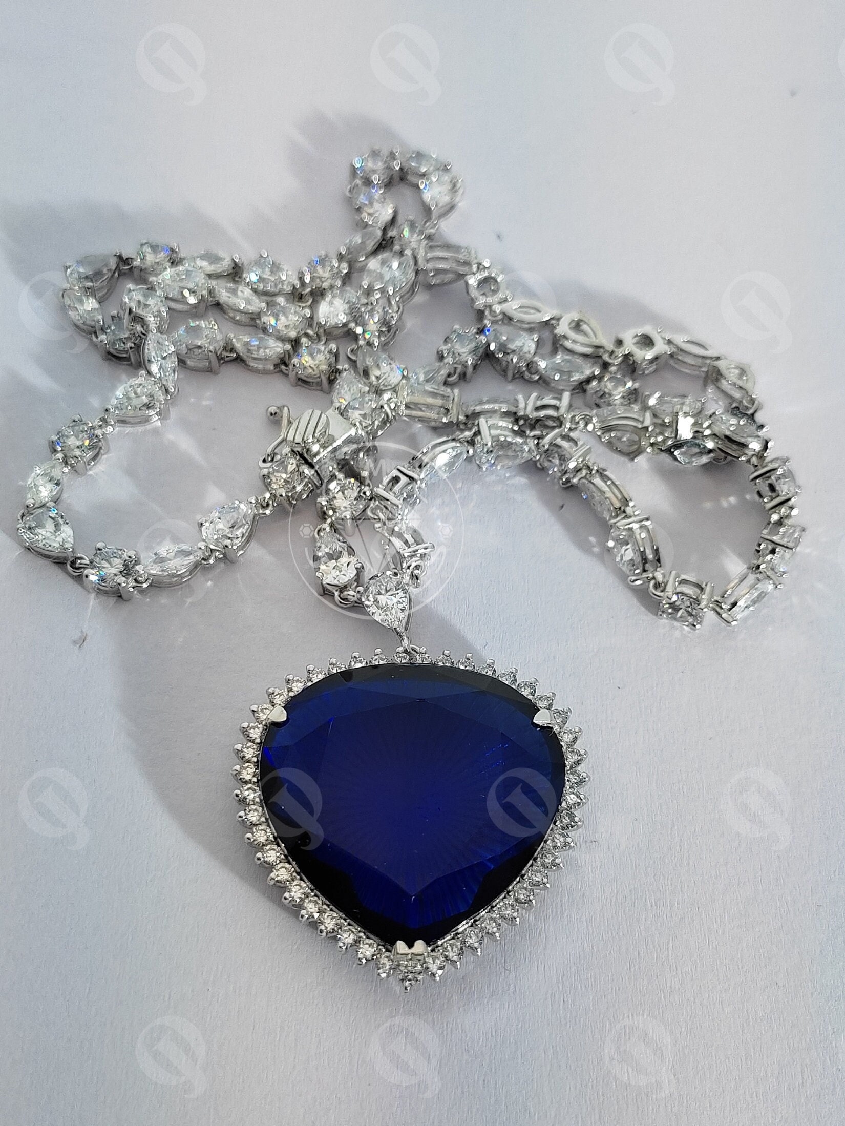 Titanic Necklace, Heart of the Ocean Necklace, Heart Sapphire Necklace ...