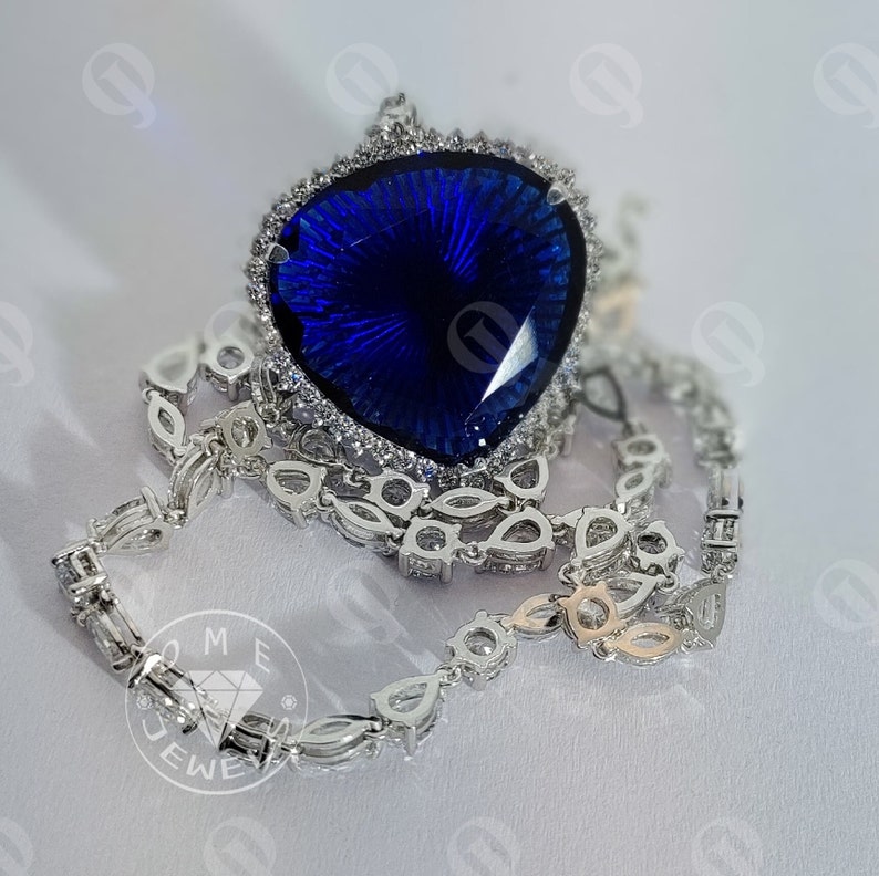 Titanic Necklace, Heart of the Ocean Necklace, Heart Sapphire Necklace ...