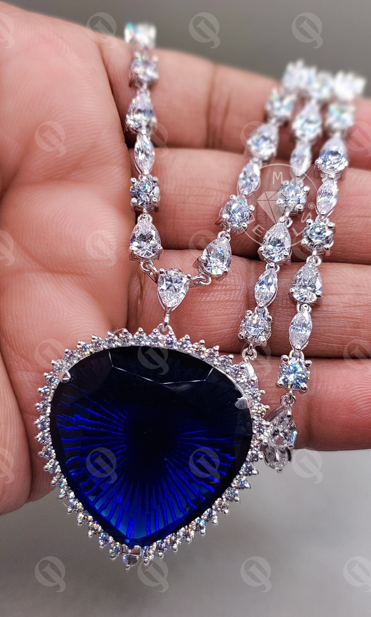 Titanic Necklace, Heart of the Ocean Necklace, Heart Sapphire Necklace ...