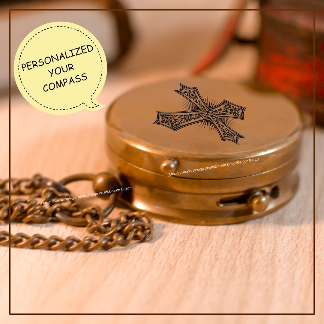 Design Beads Personalized Compass Brass Pocket Compass Gifts for Men ...