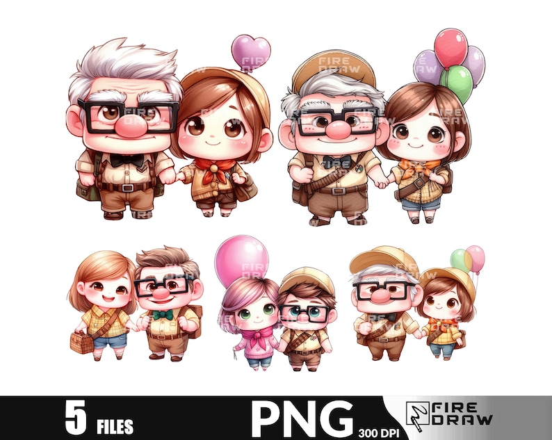 Adorable up Movie Clipart PNG & Carl and Ellie PNG Bundle - Perfect for ...