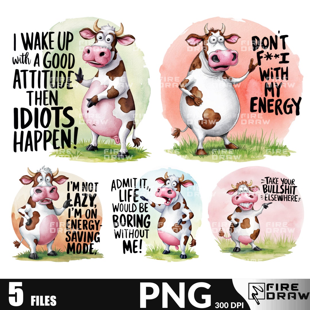 Funny Cow Sublimation Designs Png Bundle Funny Mug Designs Png Cow