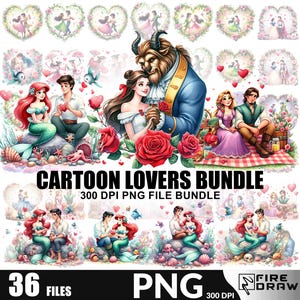 Princess Couples PNG Bundle, Princess PNG ,love Png Bundle , Princess ...
