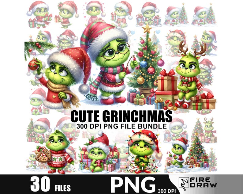 Baby Grinchmas Png, Cute Green Bow and Hearts Christmas Png , Funny ...