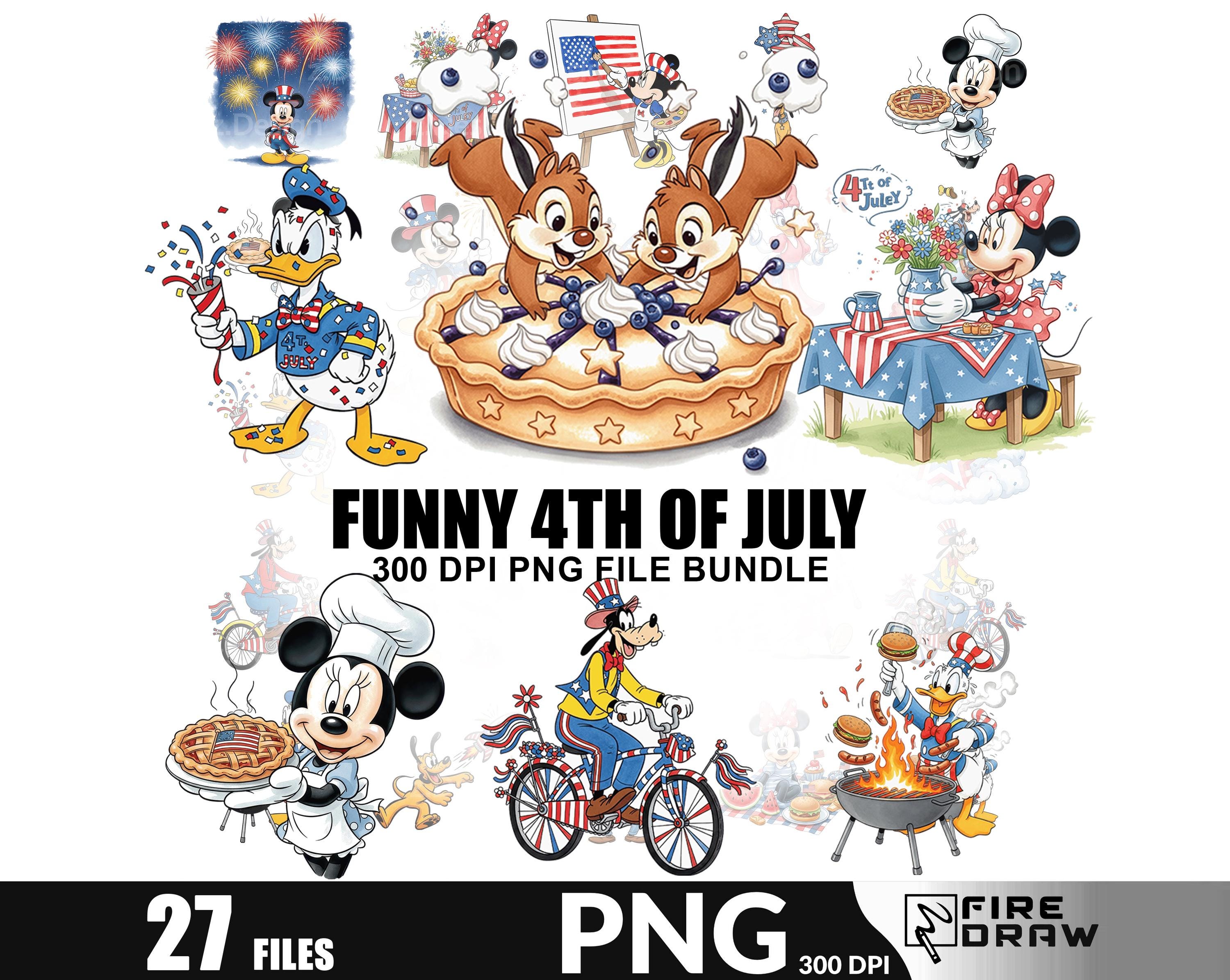 Funny 4th of July PNG Bundle: Mickey & Friends Clipart (digital ...