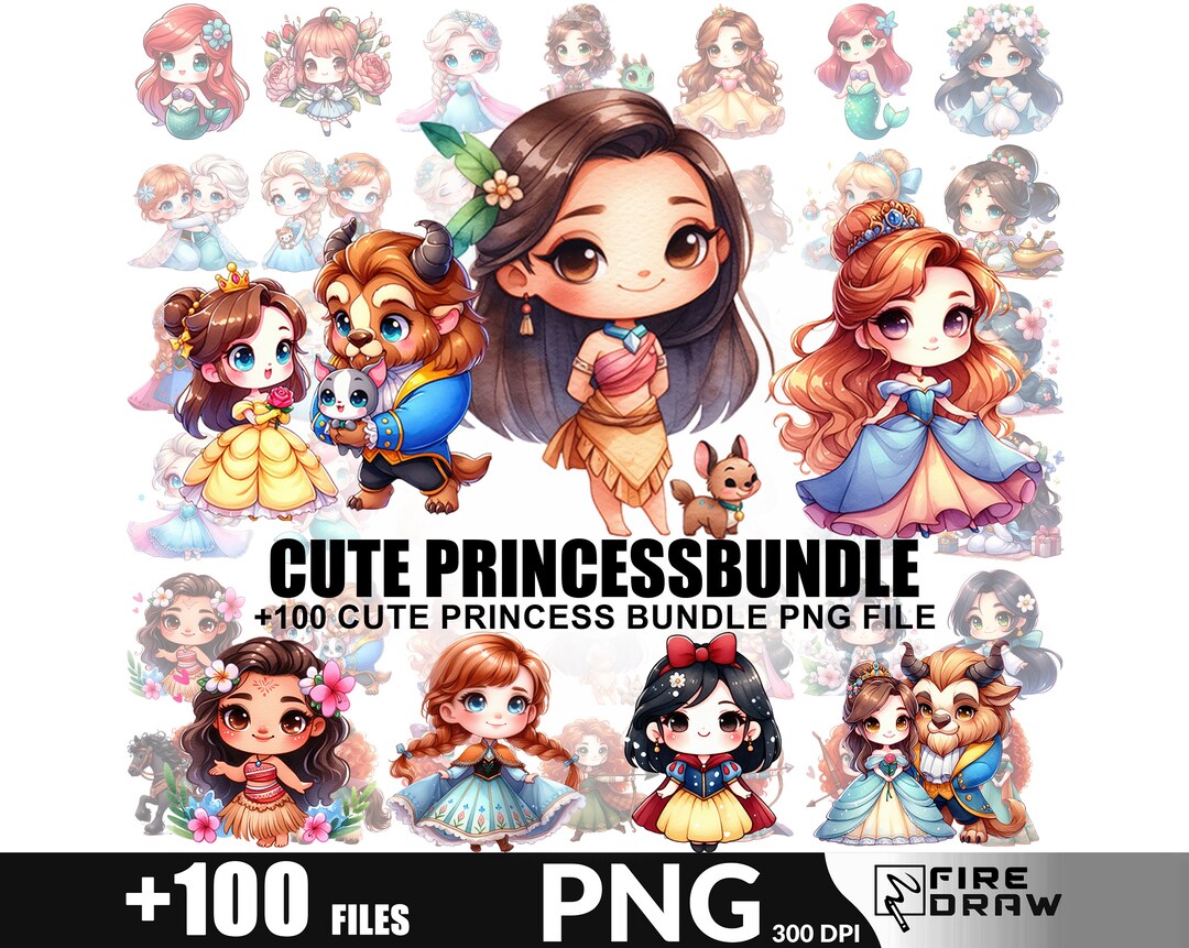 Princess Party Bundle Png, Cute Princess Png, Baby Princess Png 