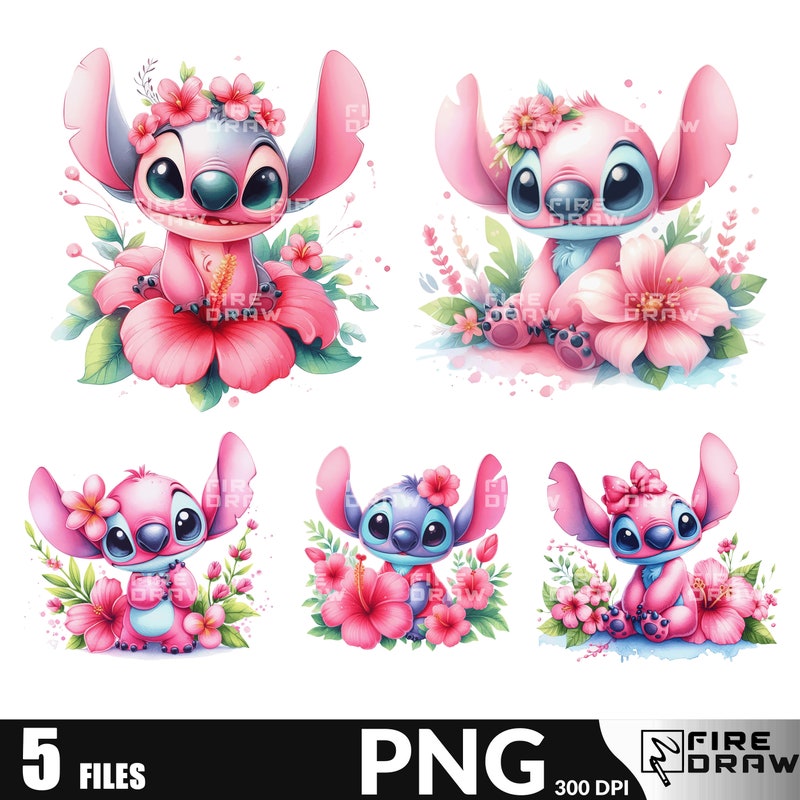 Stitch pink clipart - Etsy España