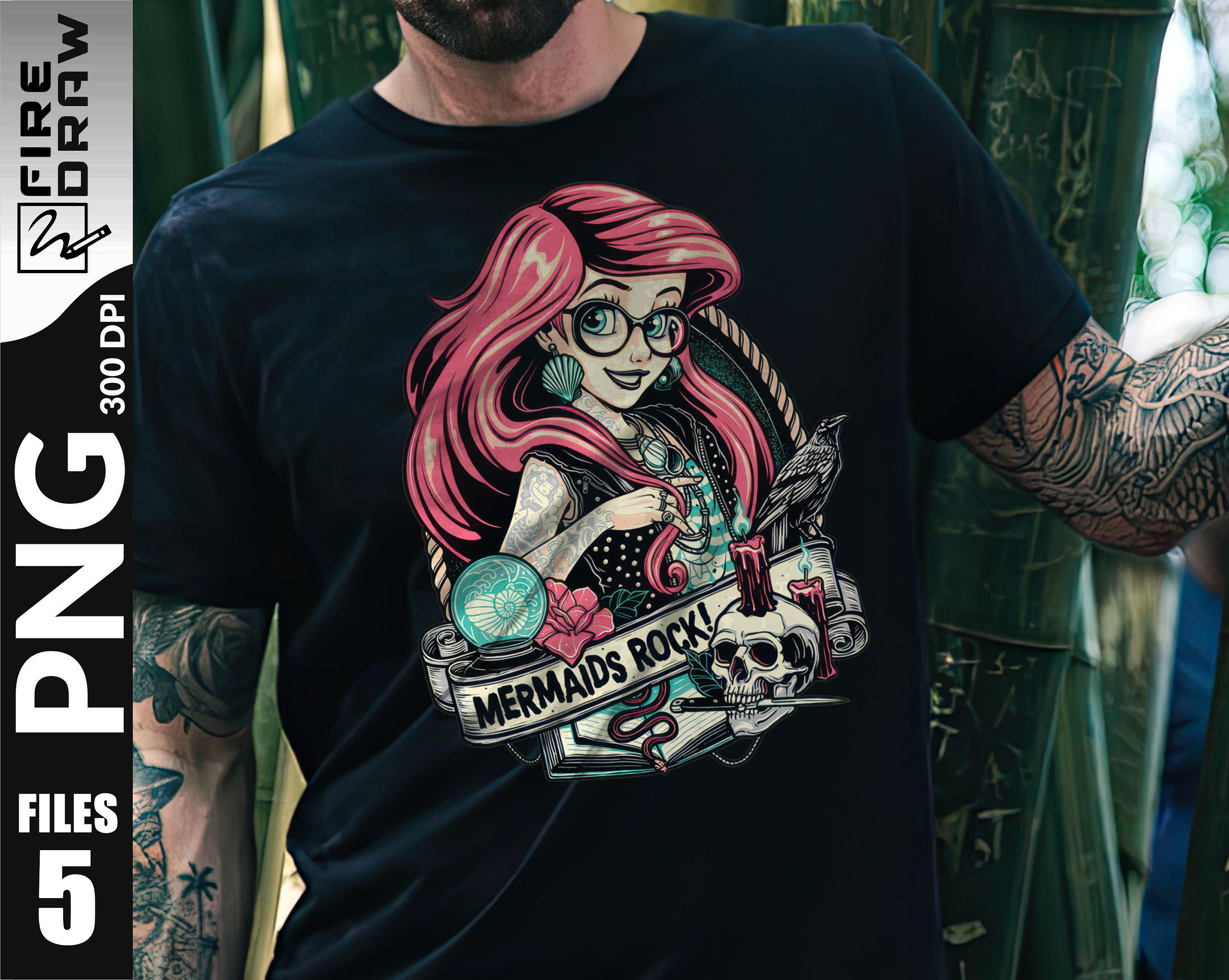Punk Princess Clipart: Rock Tattoo Designs (PNG Bundle) - Etsy