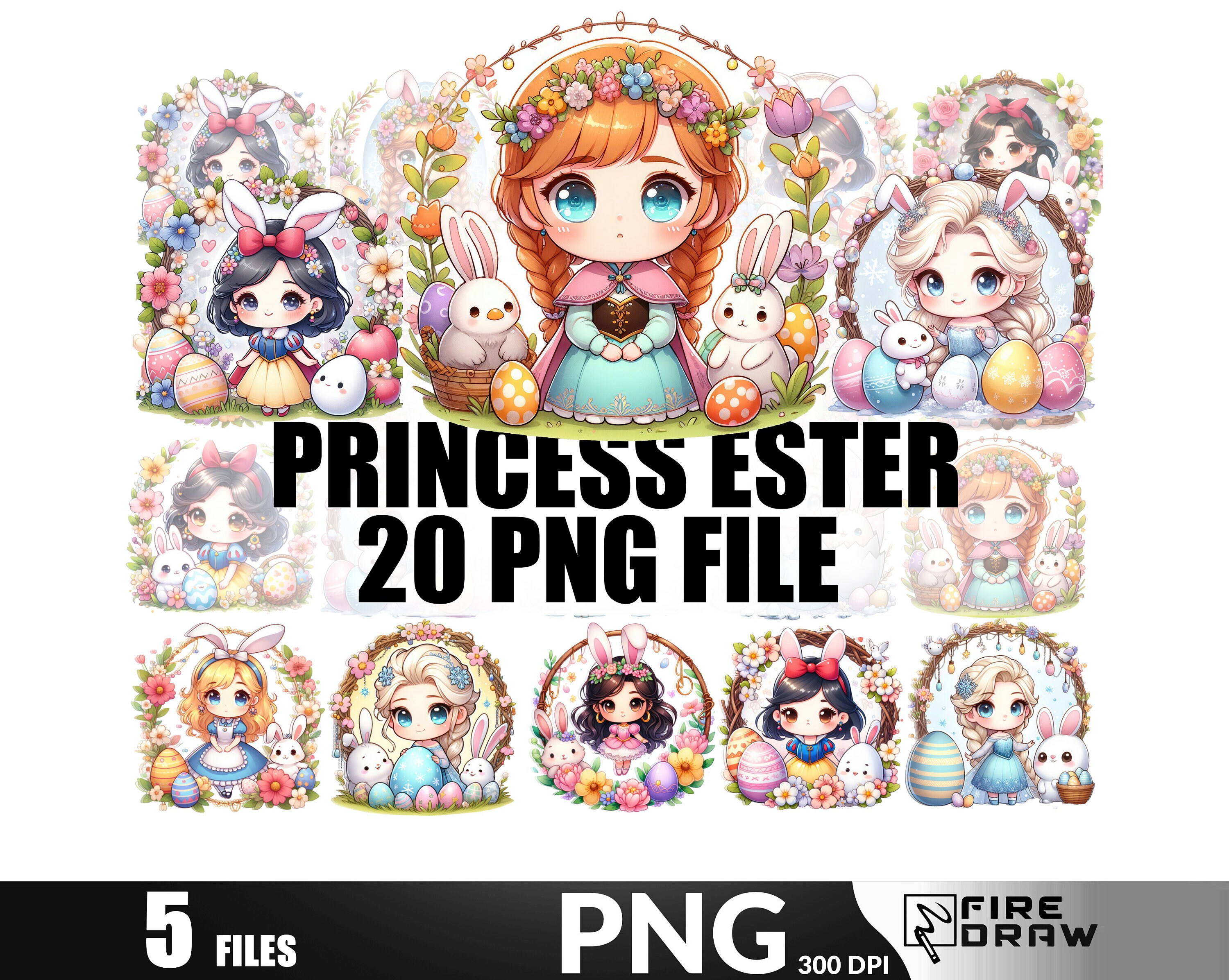 Princess Ester Eggs PNG File Bundle, Sublimation Easter Shirt Design ...
