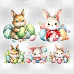 Watercolor Baby Bunny PNG Bundle - Easter Rabbit Wreath Sublimation ...