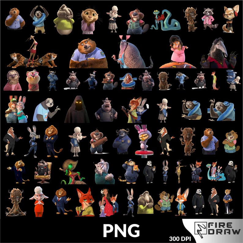 Zootopia 2 Cliparts Cartoon PNG Bundle, Wall Paper PNG Sublimation ...