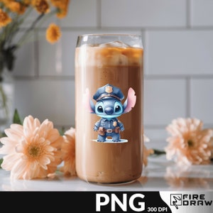 Cute Stitch Police Happy Birthday Caketopper Watercolor Illustration ...