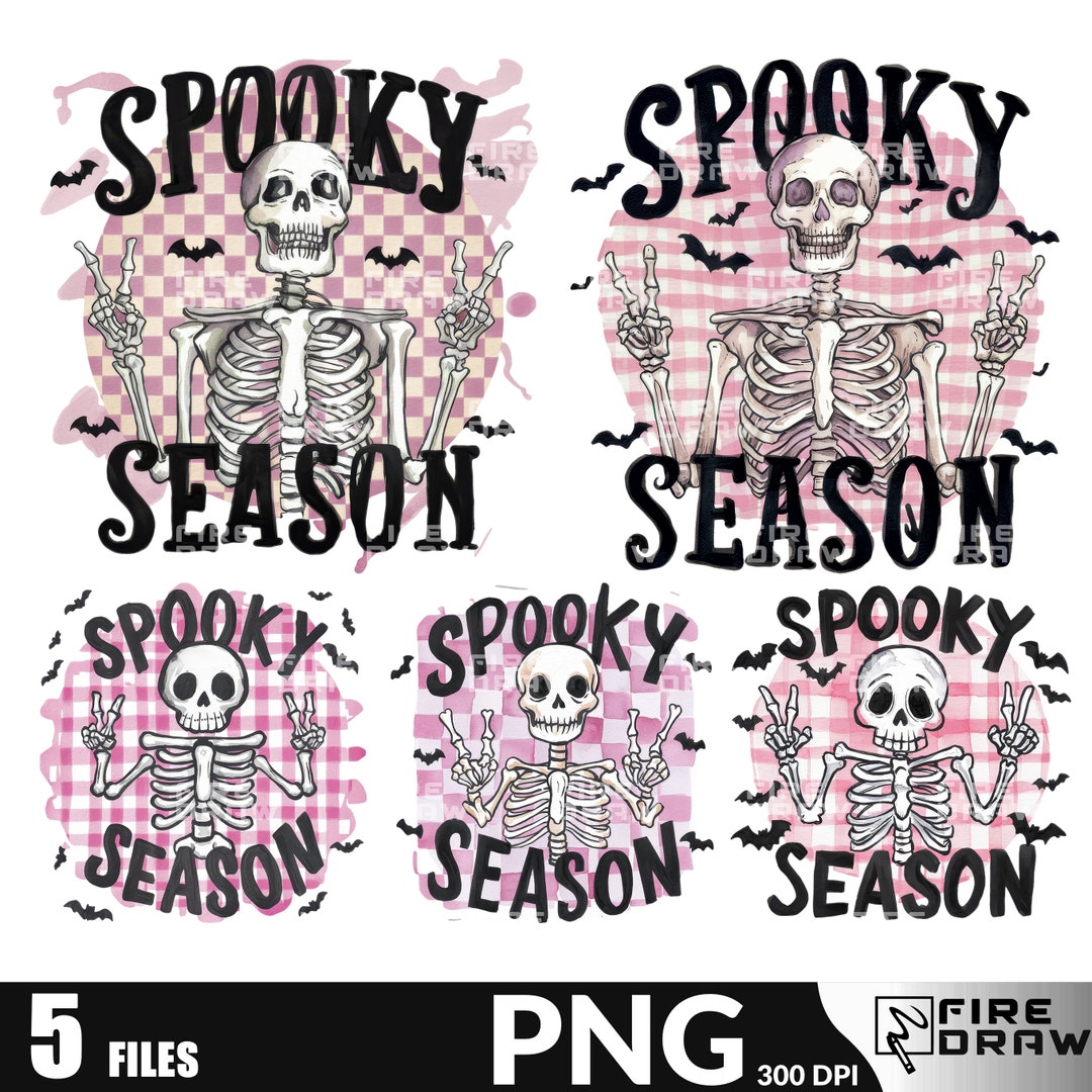 Pink Retro Halloween Spooky Season PNG Bundle, Spooky Season ...