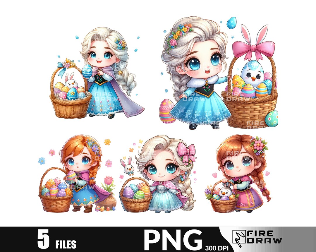 Easter Anna and Elsa PNG Bundle, Retro Shirt Easter Design Png File for ...