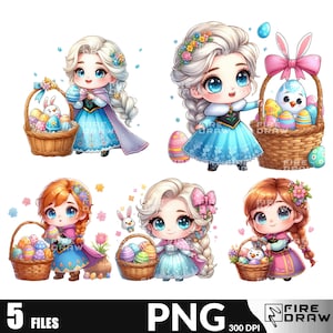 Easter Anna and Elsa PNG Bundle, Retro Shirt Easter Design Png File for ...