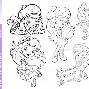 Linda niña fresa cumpleaños Svg, Png, paquete Dxf y eps, lindo archivo ...