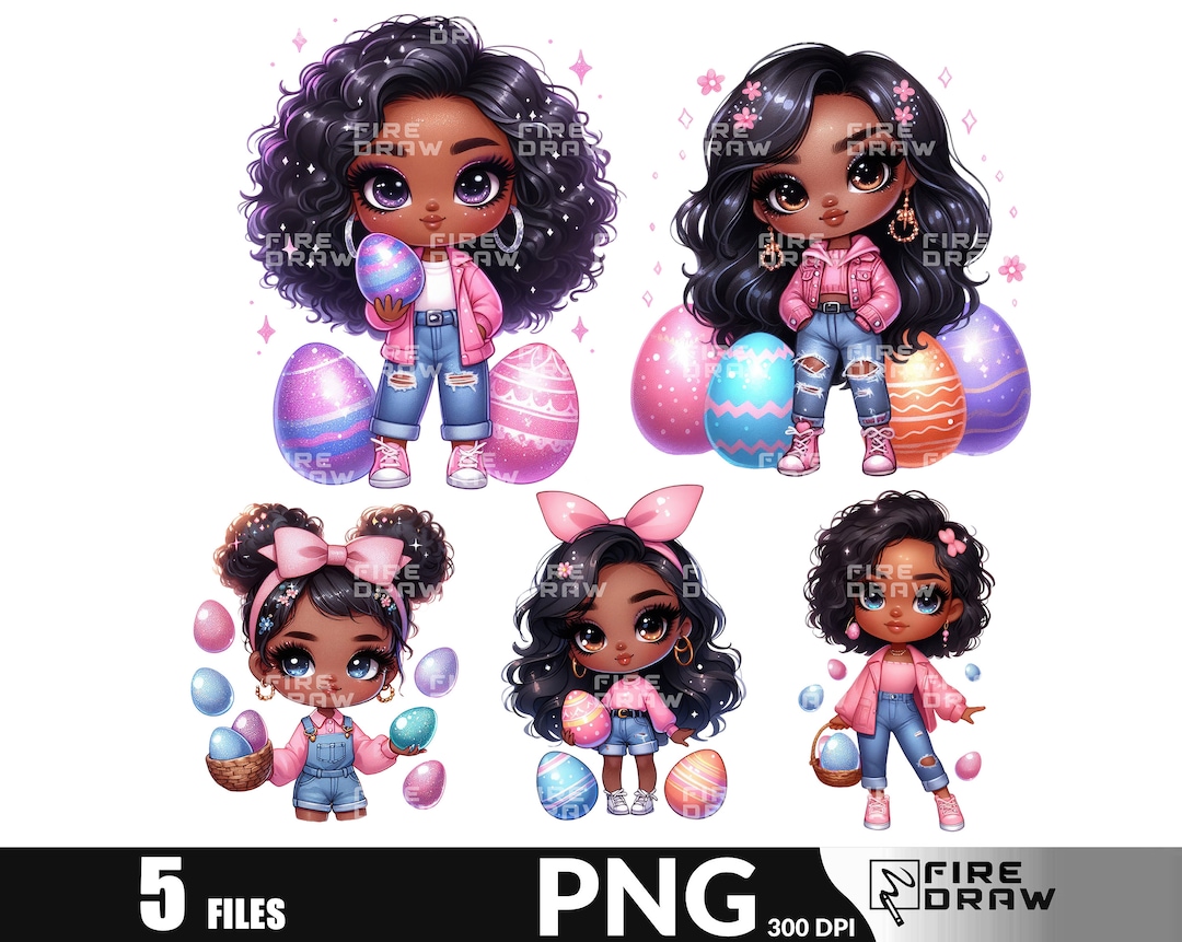 Black Girl Easter Bunny Afro Png, African American Easter Decor Png ...