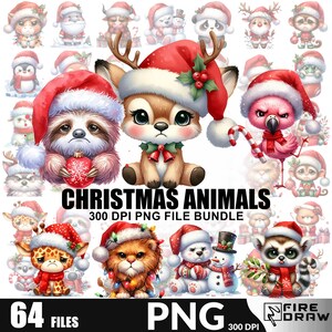 Grumpy Christmas Animals Clipart Bundle, Cute Angry Christmas Animals ...