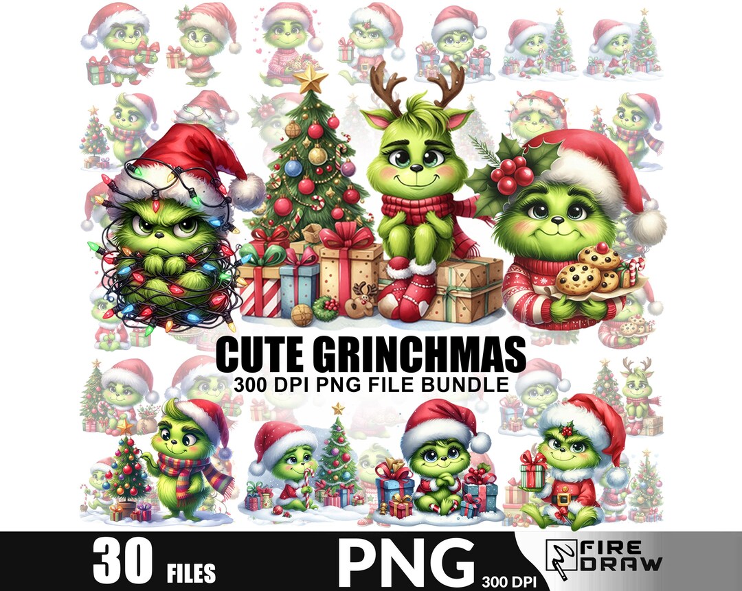 Baby Grinchmas Png, Cute Green Bow and Hearts Christmas Png , Funny ...