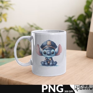 Cute Stitch Police Happy Birthday Caketopper Watercolor Illustration ...